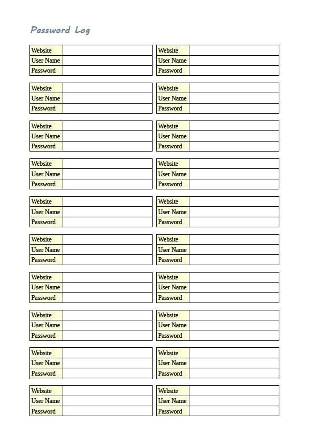 Password Tracker Printable: Login Organizer Chart (PDF Download) - Etsy UK