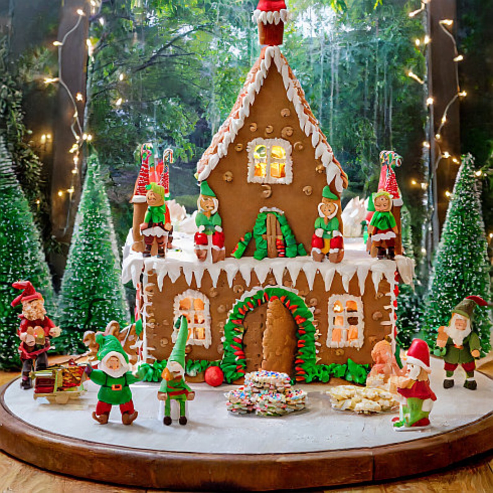 Gingerbread House & Elves Print: Whimsical Christmas Decor (digital ...