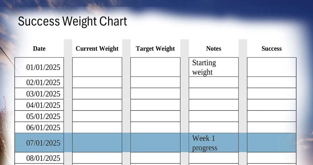 Daily Weight Tracker Chart: 28, 30, 31 Day Designs (PDF & PNG) - Etsy