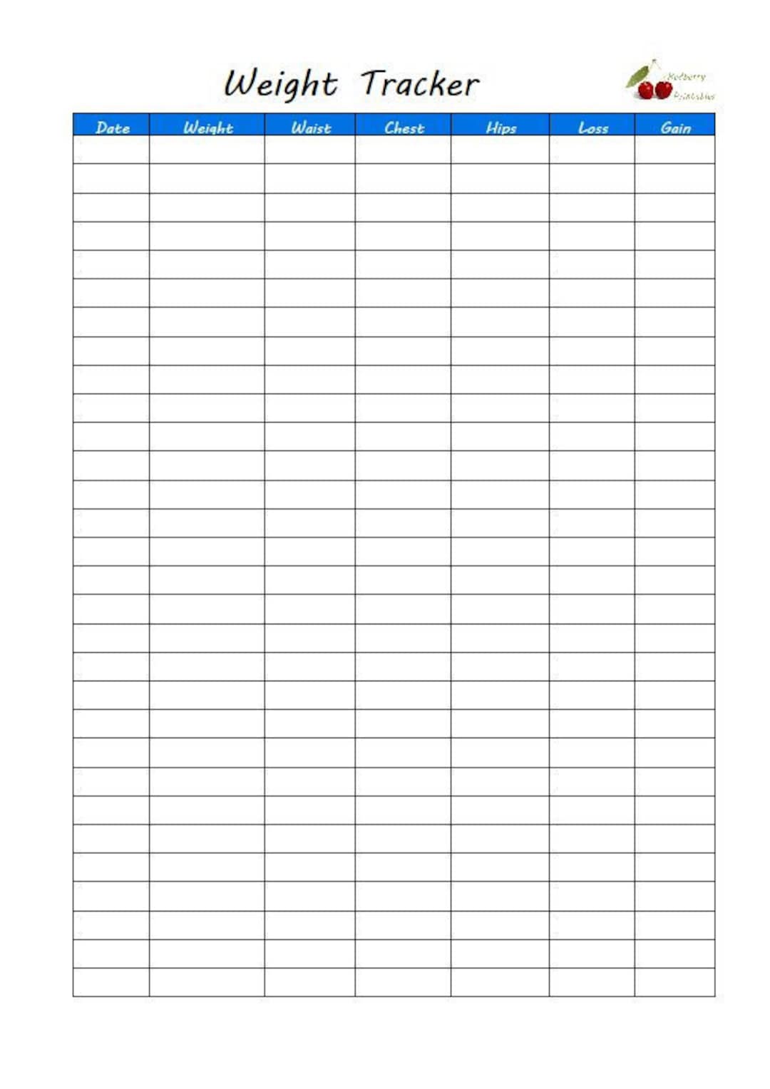 Simple Weight Tracker Vibrant Daily & Weekly Progress Chart for Family ...