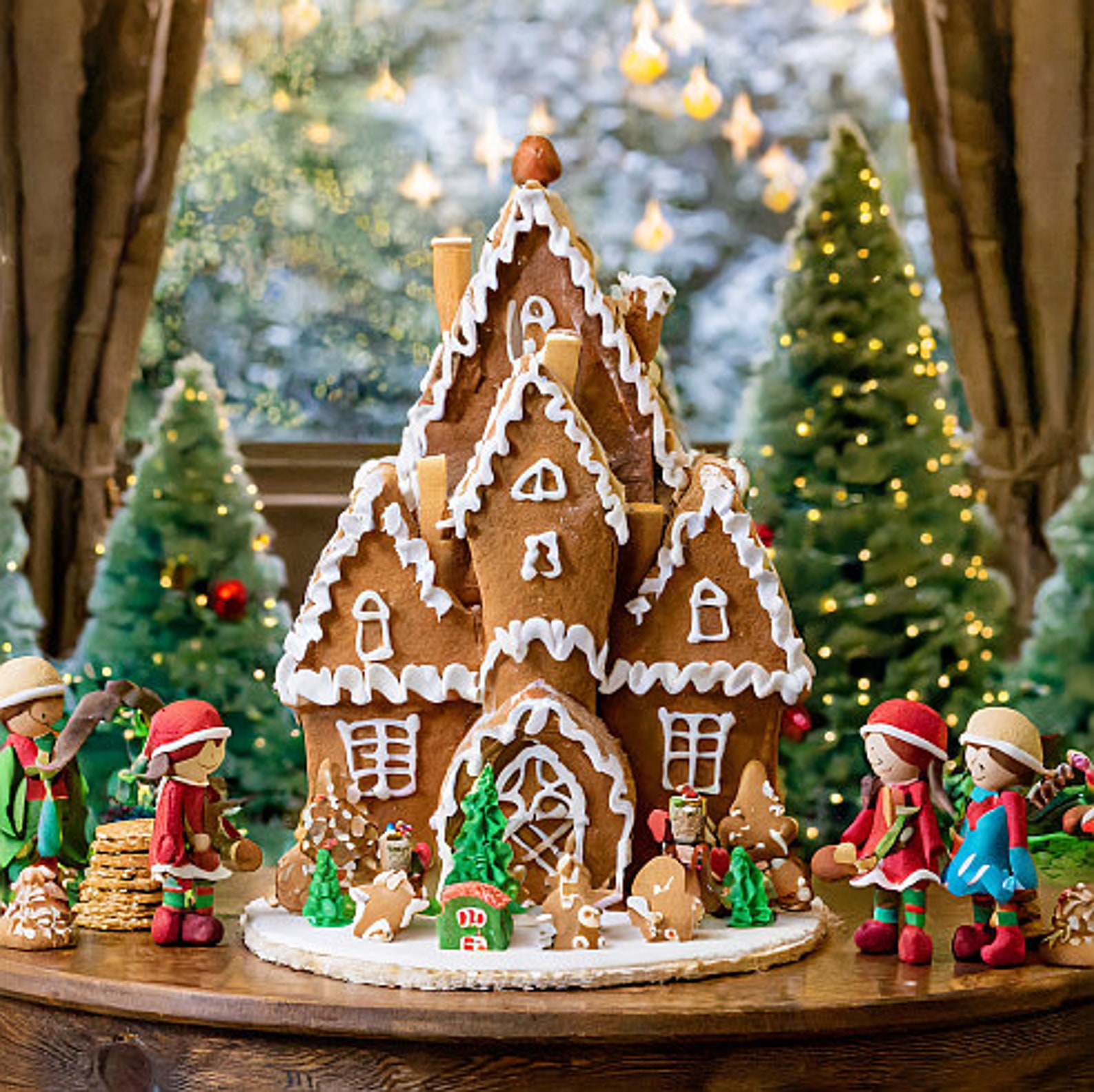Gingerbread House & Elves Print: Whimsical Christmas Decor (digital ...