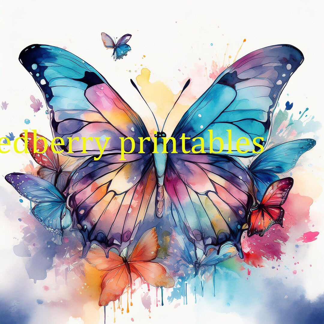 Butterfly Water Color Clipart, Insect Wall Pictures, Png & Jpg Images ...