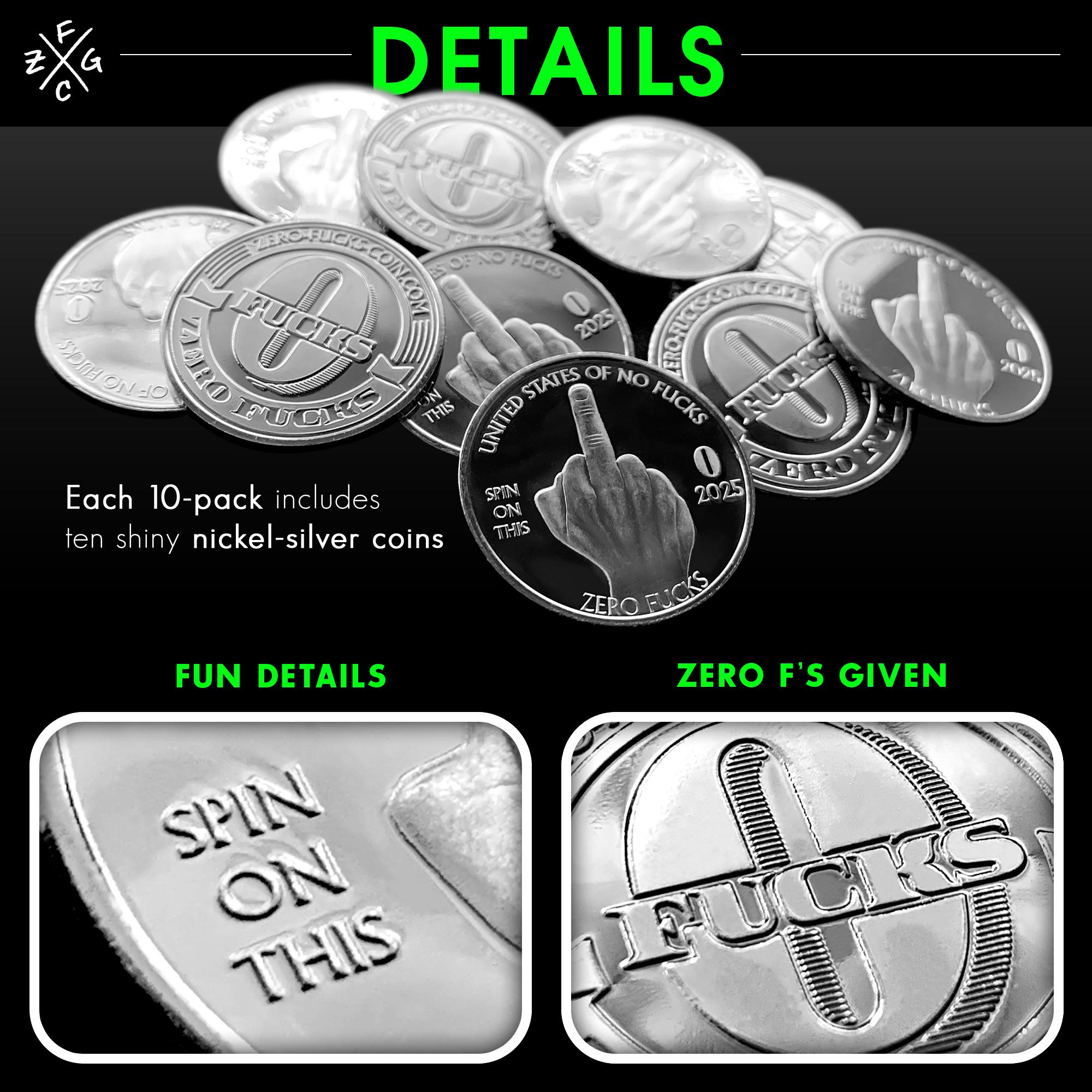 10 PACK - "the Finger" Zero Fucks Coin - Middle Finger Coins - Etsy