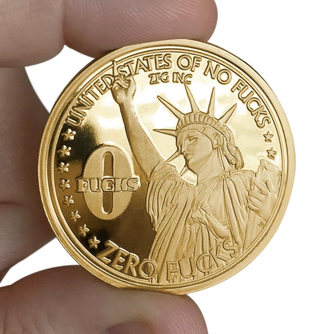 One F*ck/zero F*cks Statue of Liberty Decision Maker Coin - Gold - Etsy