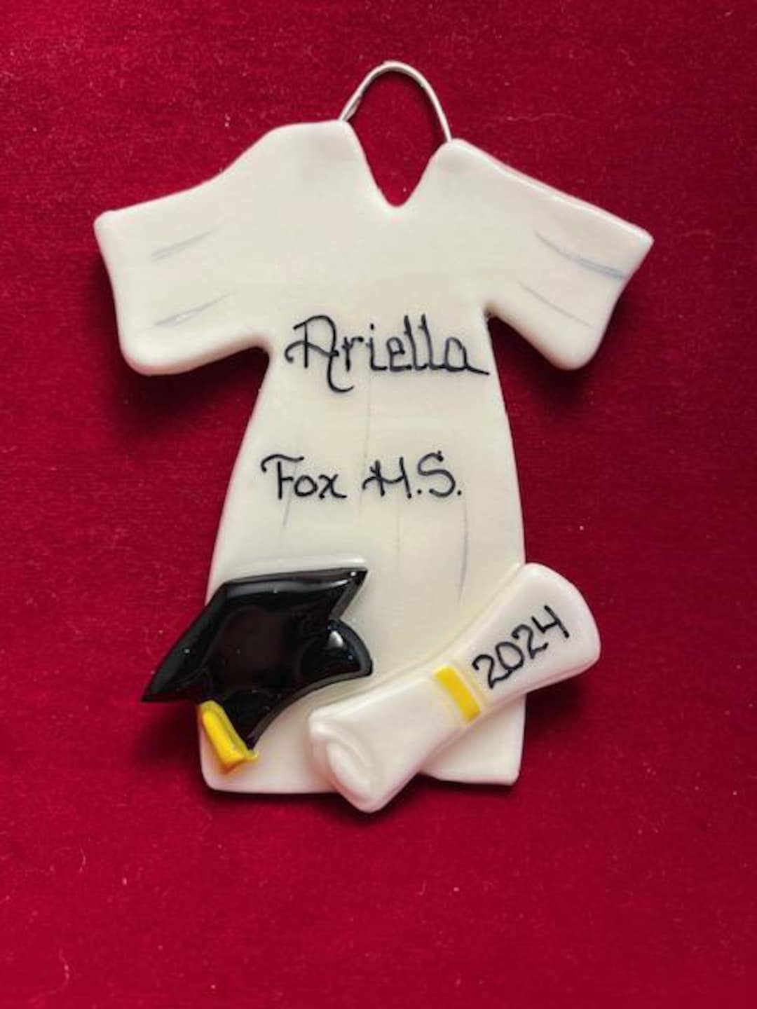 Graduation Gown With Cap and Scroll Personalized Dough Christmas Tree ...