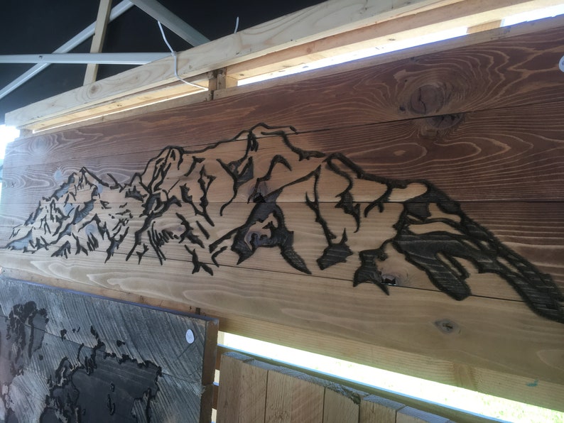 Mountain Silhouette Carved in Wood, Reclaimed - Etsy