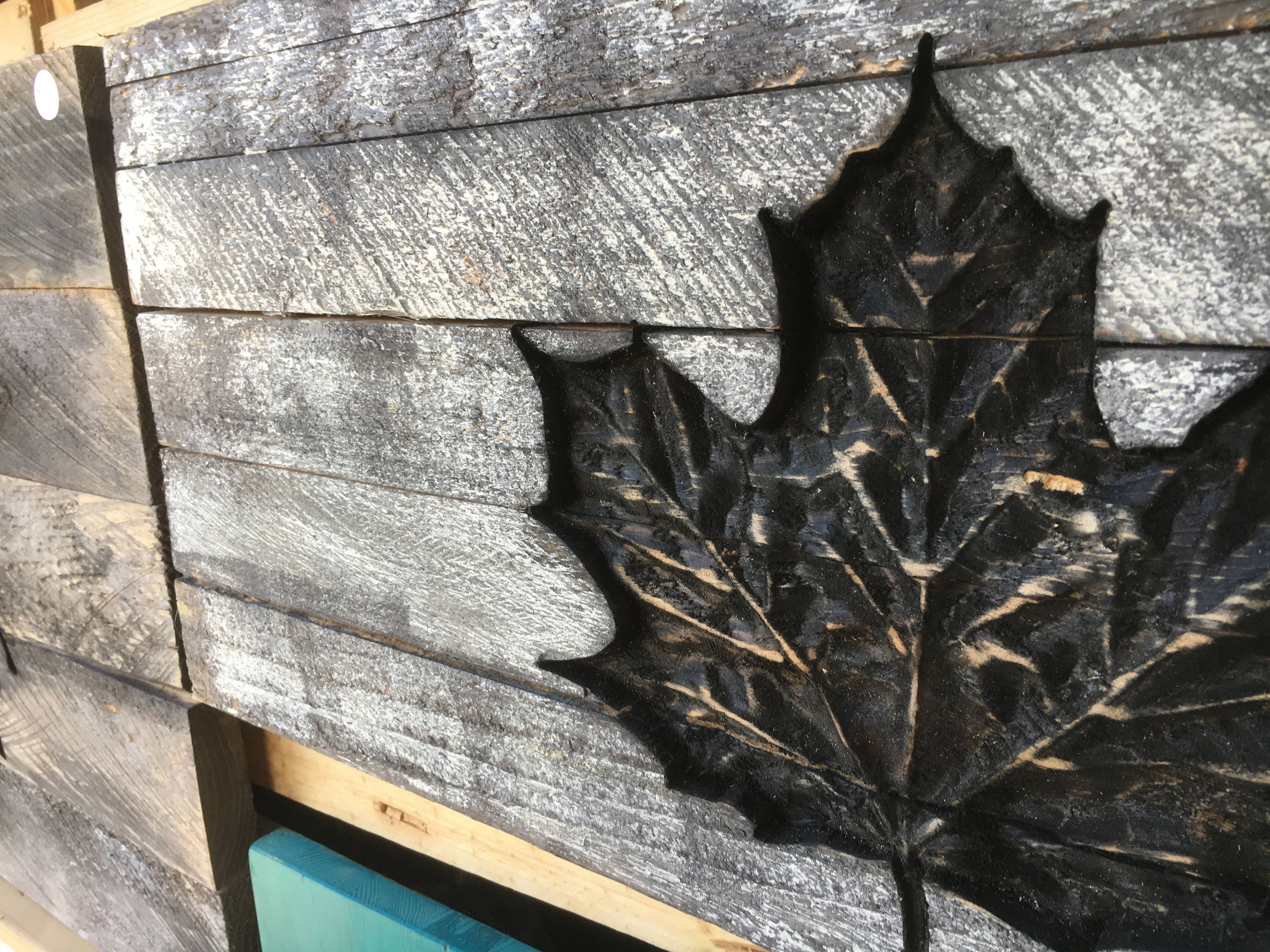 Reclaimed Maple Leaf Carved in Wood | Etsy