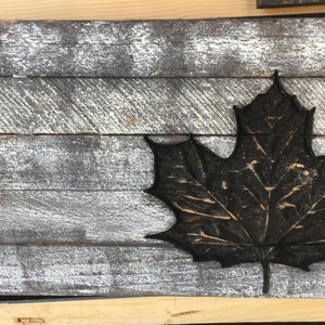 Reclaimed Maple Leaf Carved in Wood - Etsy
