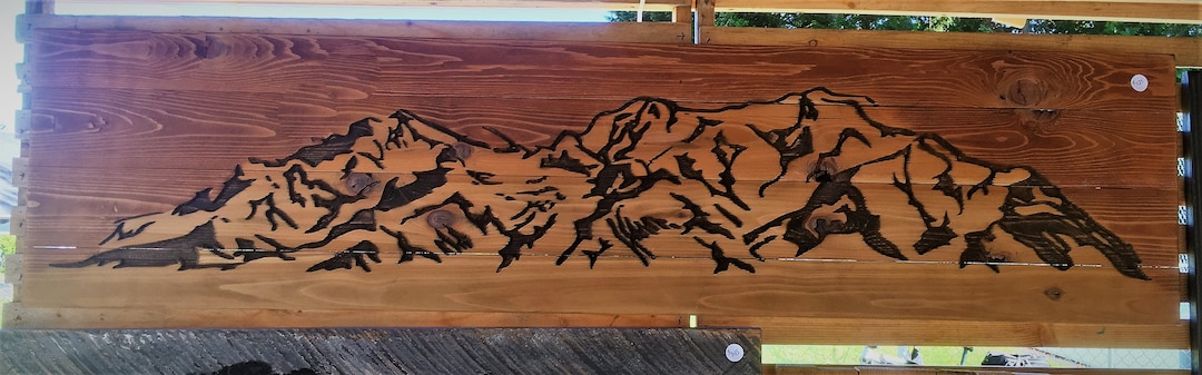 Mountain Silhouette Carved in Wood, Reclaimed - Etsy