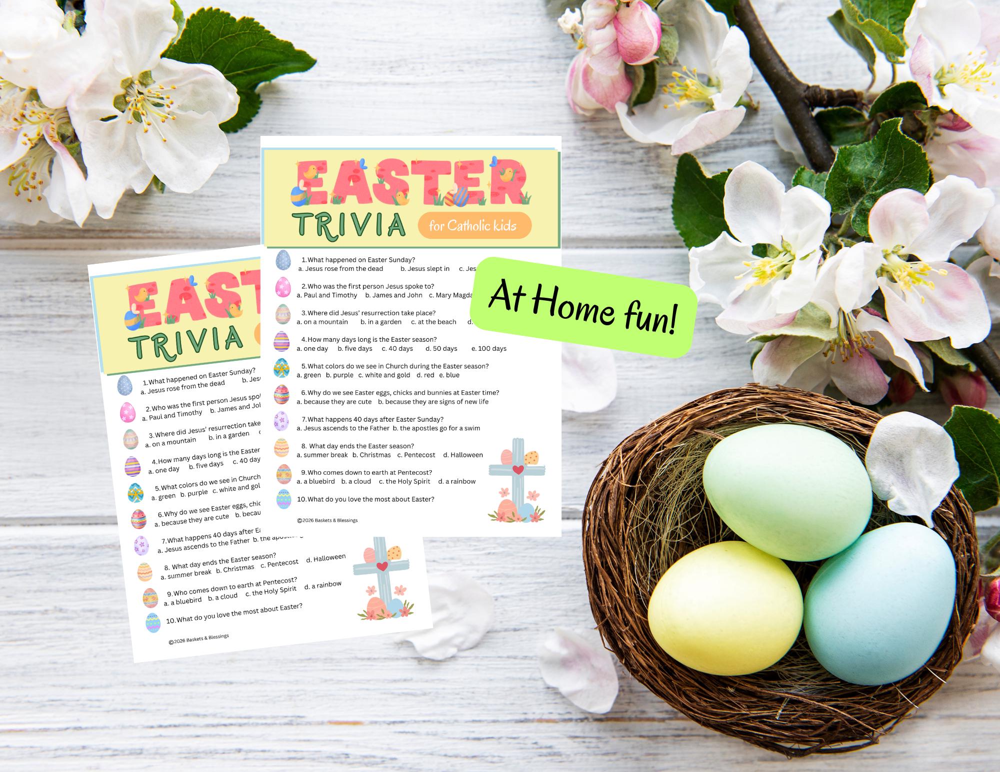Easter Trivia Game for Catholic Kids - With Answer Key - Etsy