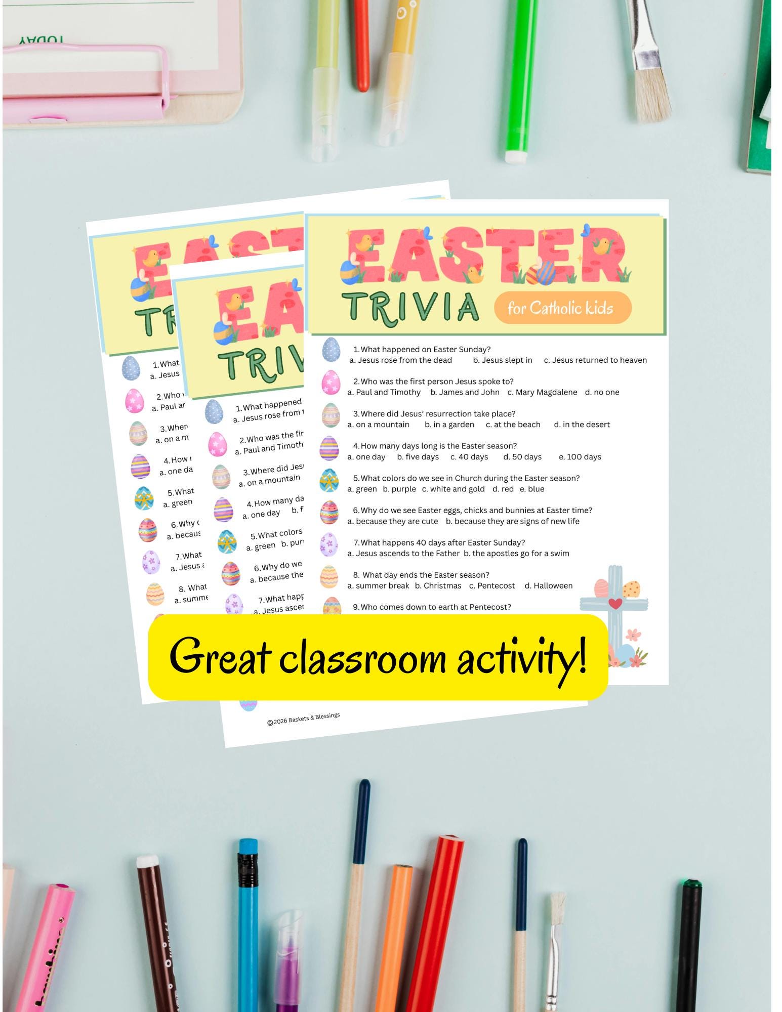 Easter Trivia Game for Catholic Kids - With Answer Key - Etsy