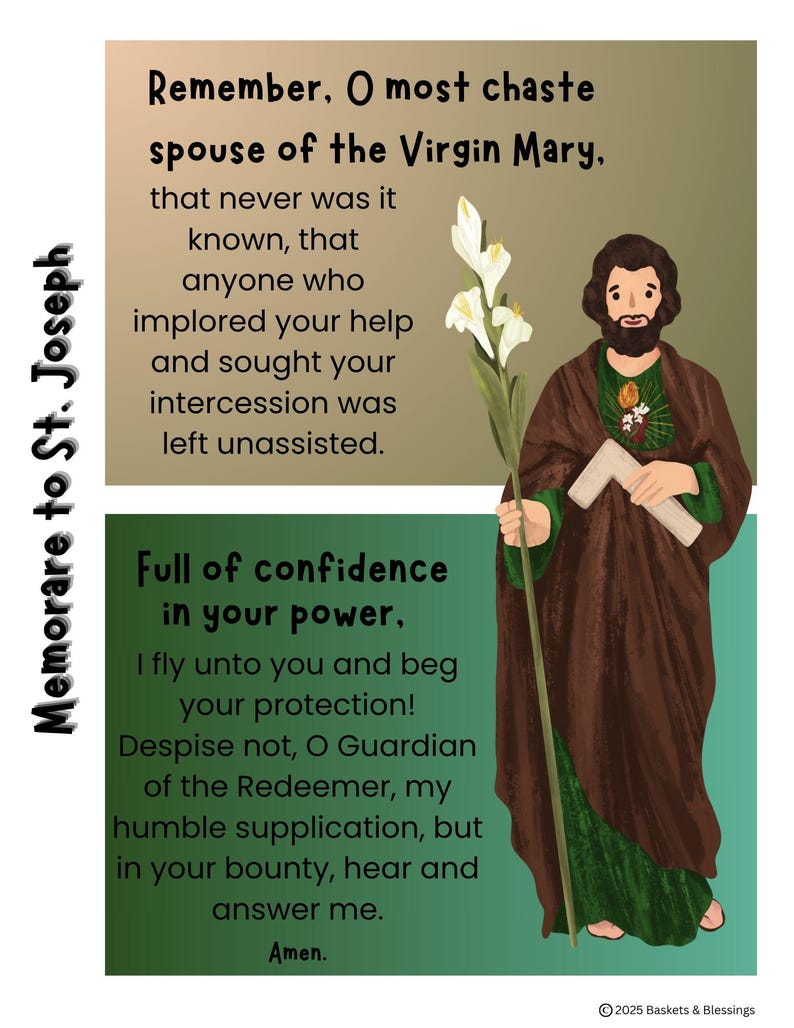 Memorare to St. Joseph Illustrated Print [digital Download] - Etsy