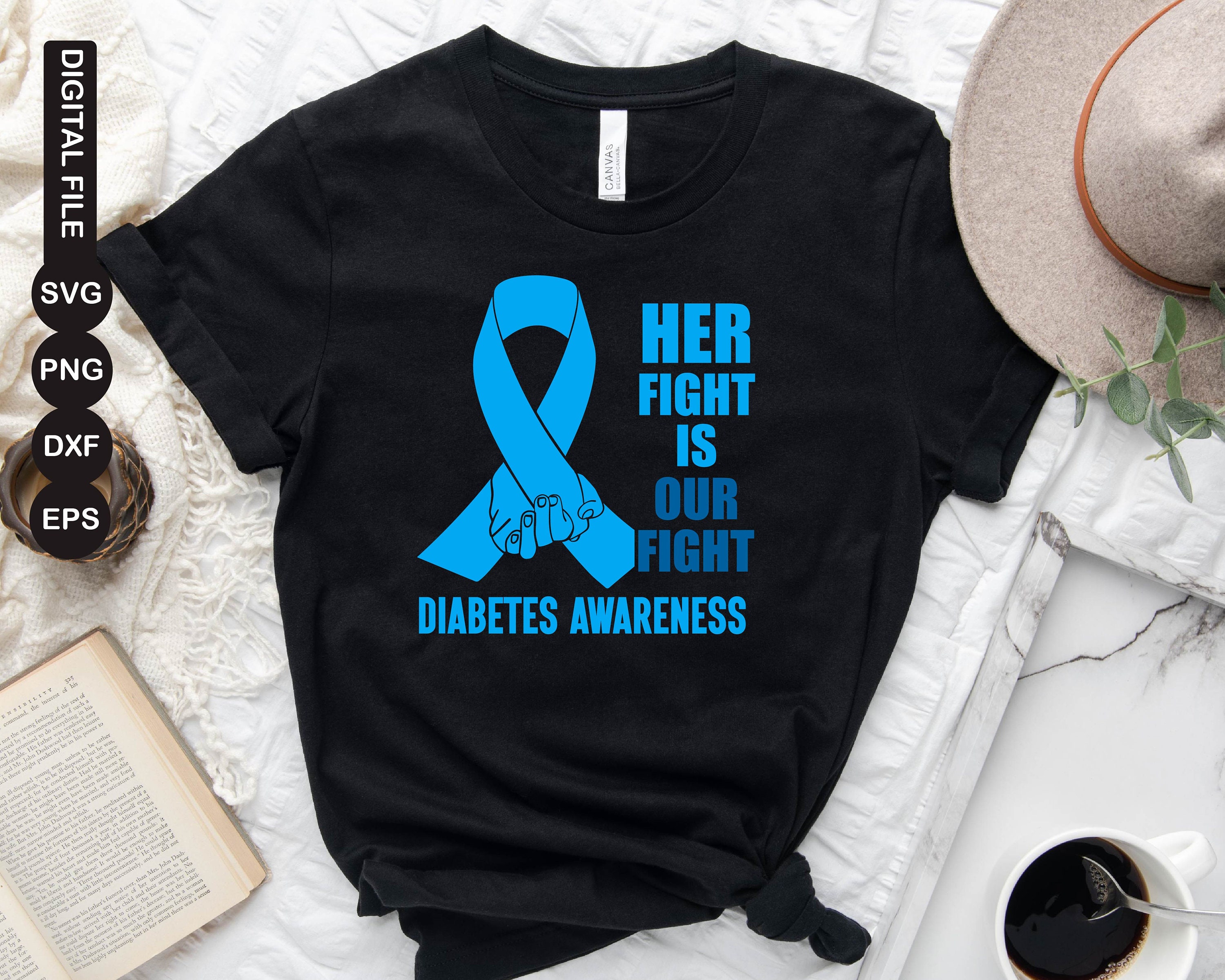 Diabetes Awareness Ribbon Svg Her Fight Is Our Fight In Etsy