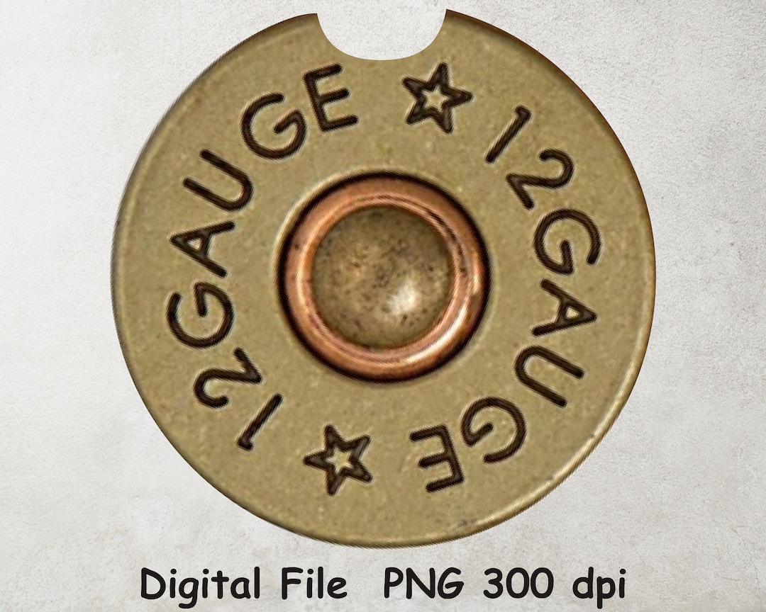 12 Gauge Bullet PNG Sublimation Digital Coaster Digital Design Filled ...