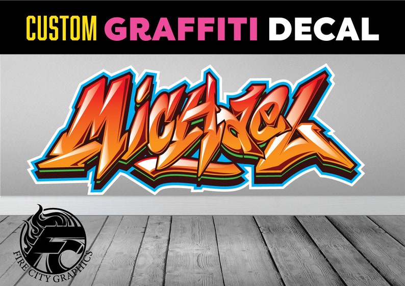 Custom Graffiti Name Sticker Decal Wall Art Room Decor One - Etsy