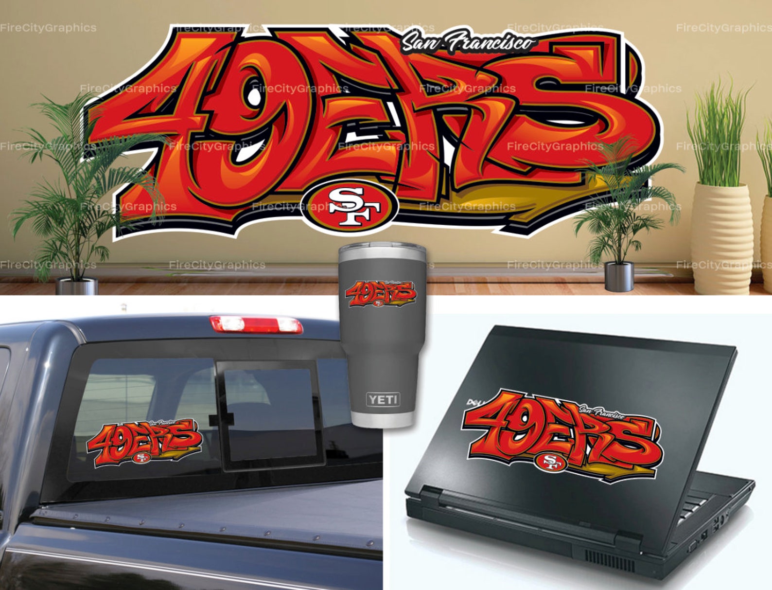 San Francisco 49ers Graffiti Vinyl Bumper Laptop Yeti Cup | Etsy