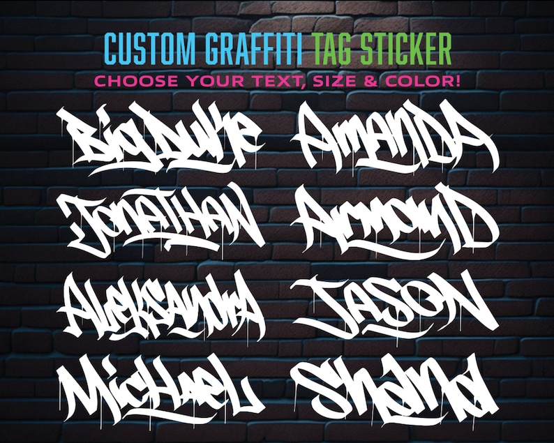 Custom Graffiti Tag Name Sticker Decal, Wall Sticker, Home Decor and ...