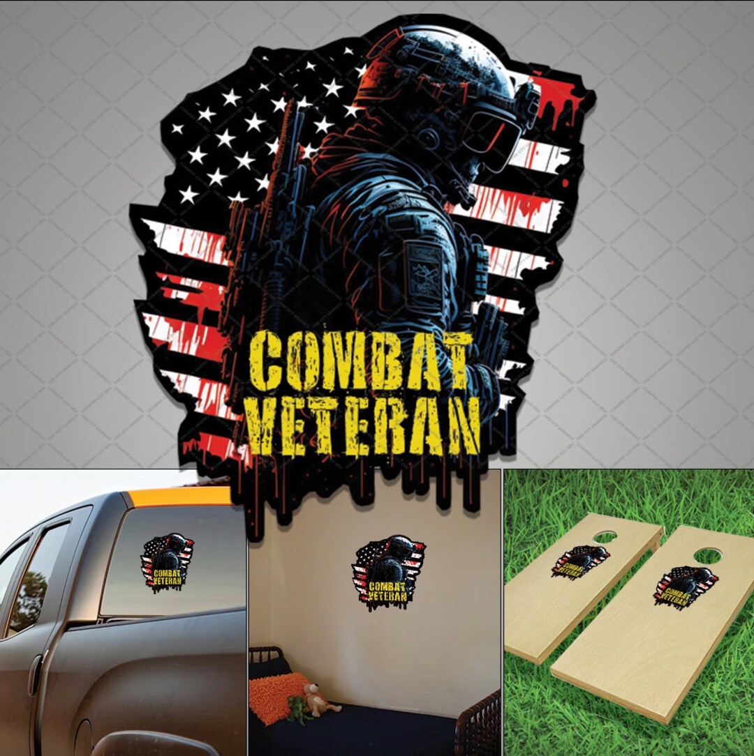 Veteran Sticker Decal, American Flag Sticker, USA Military Gift ...