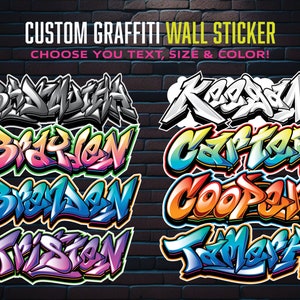 Custom Graffiti Name Sticker Decal, Wall Sticker, Backdrop Sticker ...