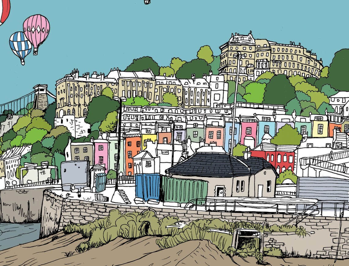 Bristol Illustration, Fine Art Print, Clifton Suspension Bridge and ...