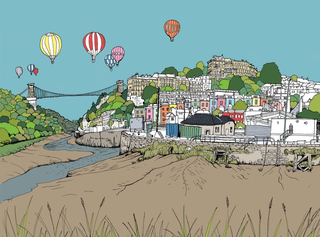 Bristol Illustration, Fine Art Print, Clifton Suspension Bridge and ...