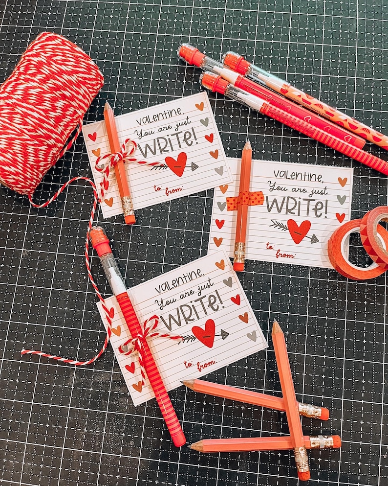 You Are Just Write Valentine Cards / Digital Download Valentine ...