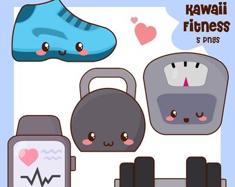 Buy Premium Vector Clipart Kawaii Workout Clipart Kawaii Gym Clip Art ...