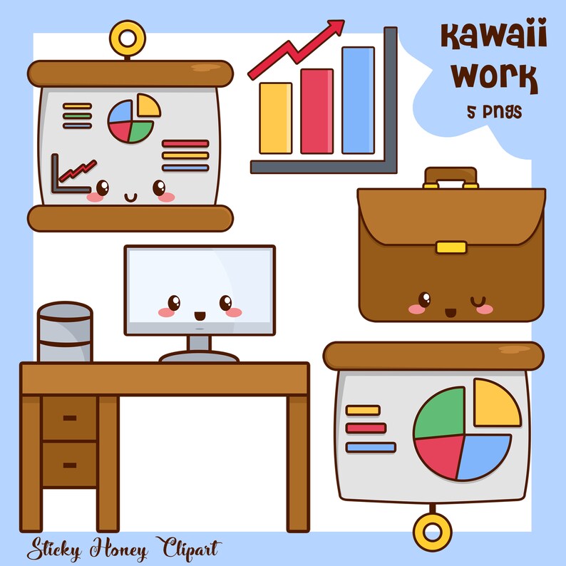 Work Clipart Kawaii Work Clipart Cute Work Icons Kawaii Desk Clipart ...