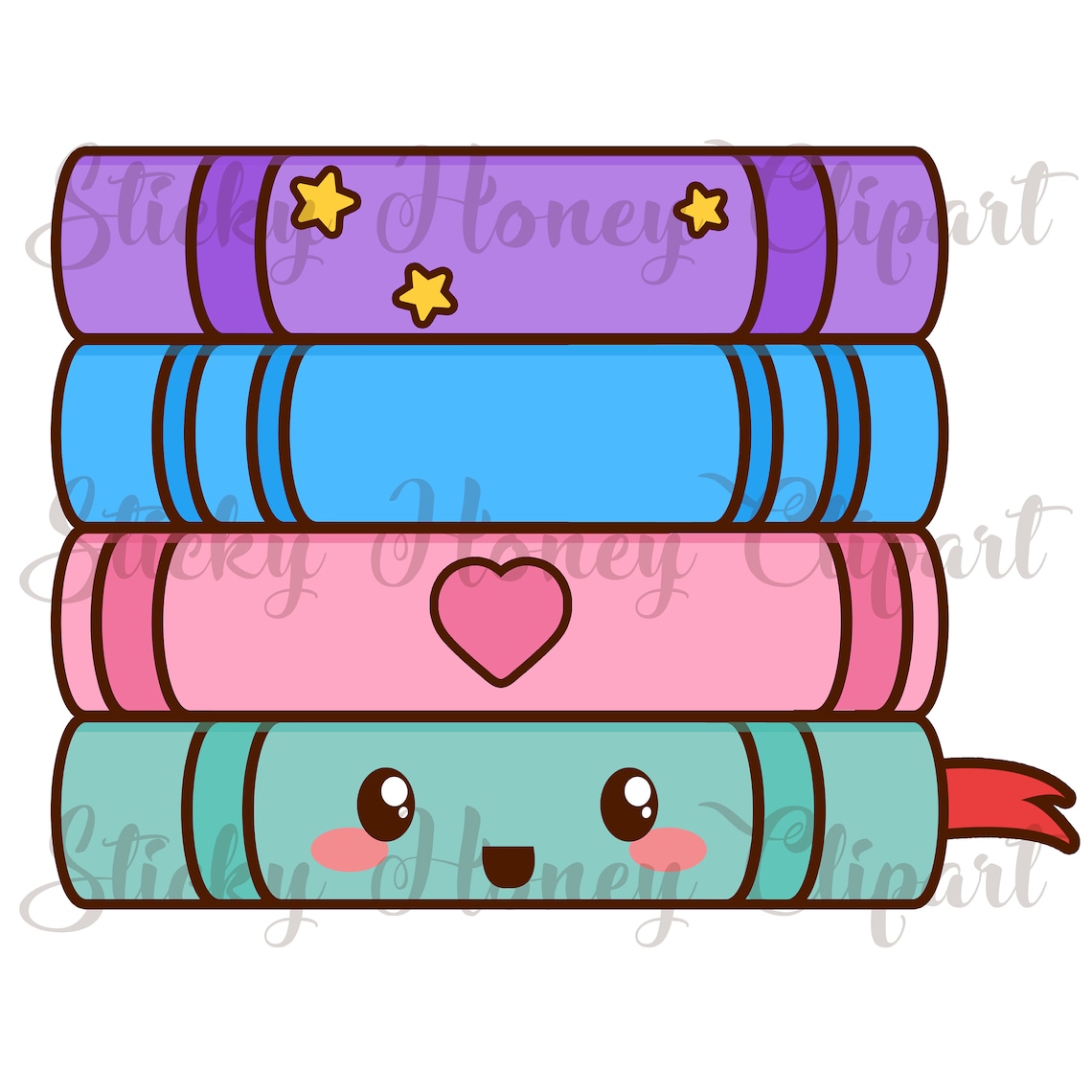 Book Clipart Kawaii Book Clipart Cute Book Icons Kawaii - Etsy