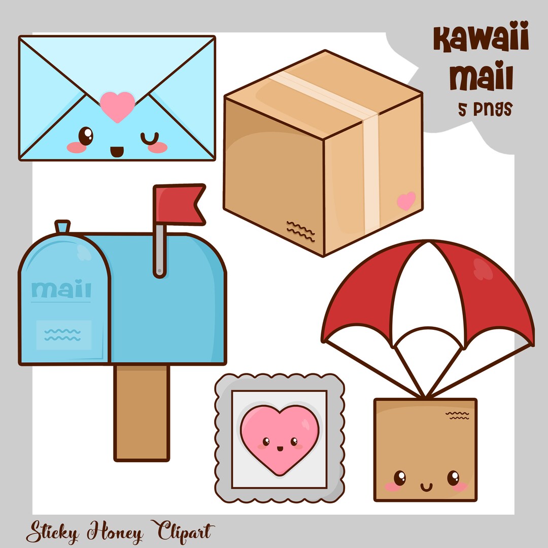 Mail Clipart Kawaii Mail Clipart Cute Mail Stamp Clipart Kawaii Mail ...