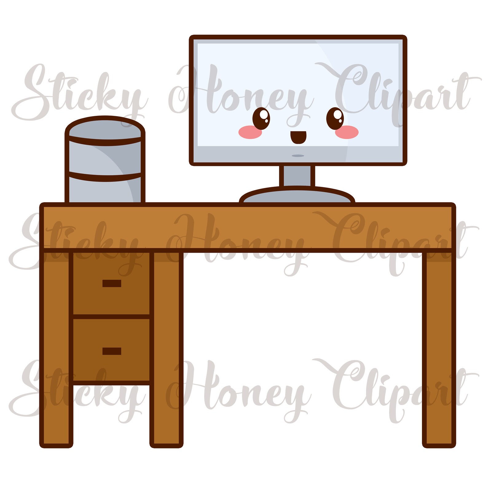 Work Clipart Kawaii Work Clipart Cute Work Icons Kawaii Desk Clipart ...