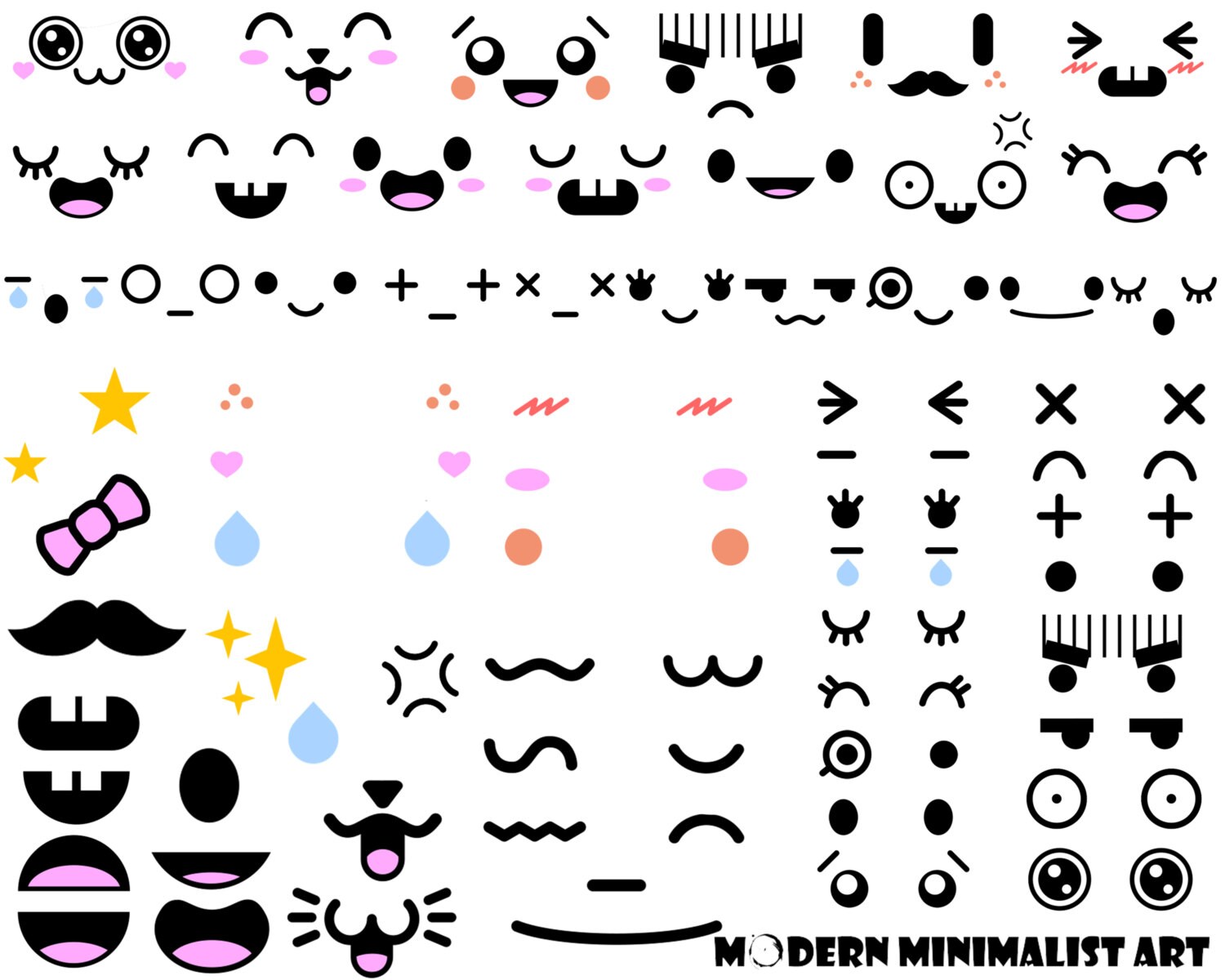 69 PNGS Build Your Own Faces Cute Faces Emoji Kit Emoji