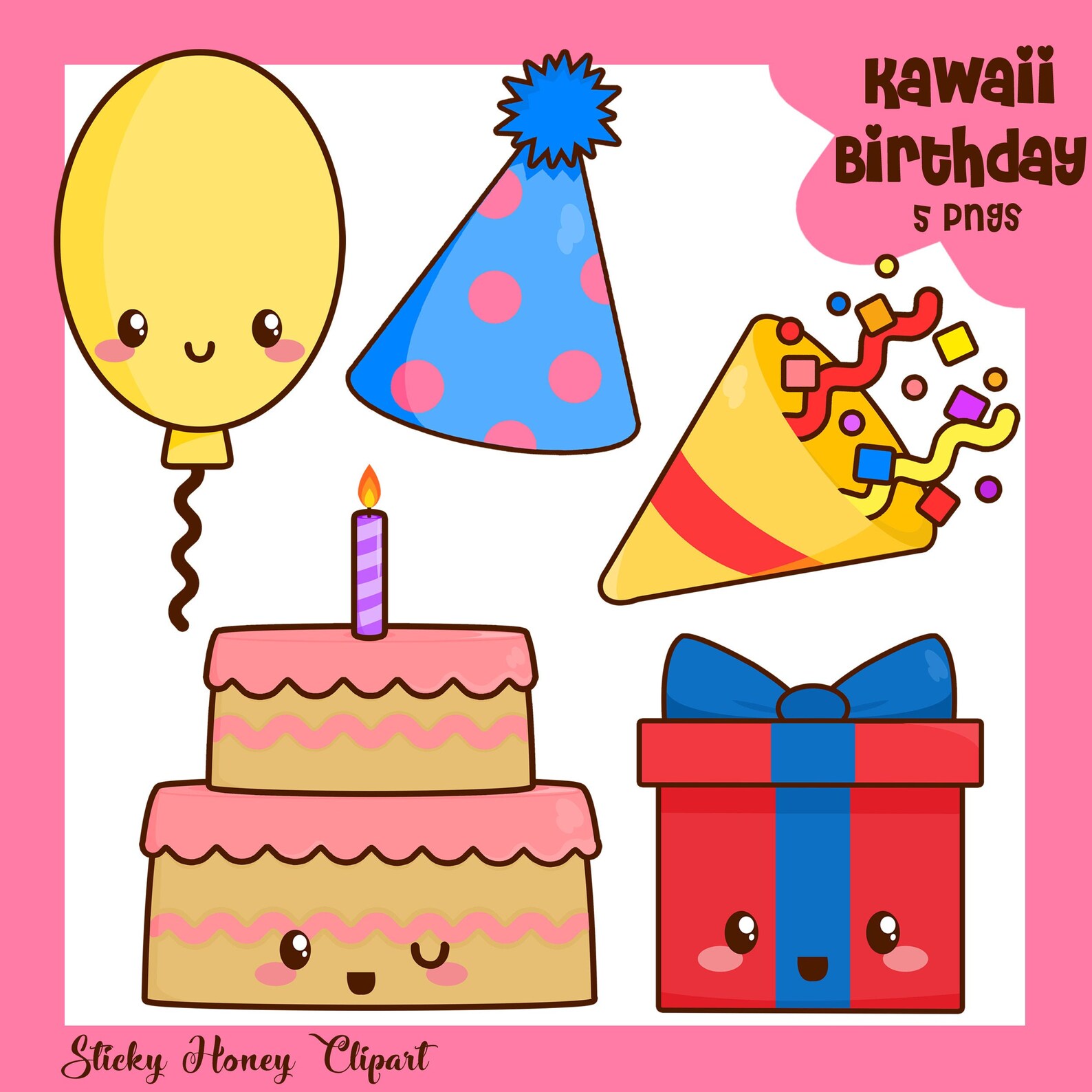Birthday Clipart Kawaii Birthday Clipart Cute Birthday - Etsy Canada