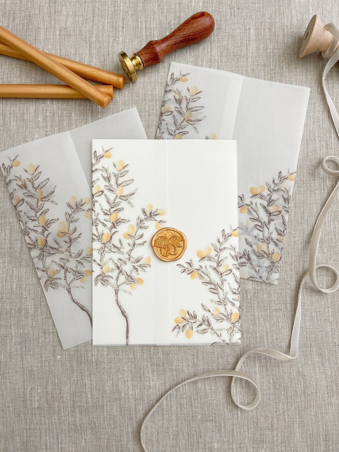 Lemon Vellum Wrap, Vellum Wrap for Wedding Invitation, Vellum ...