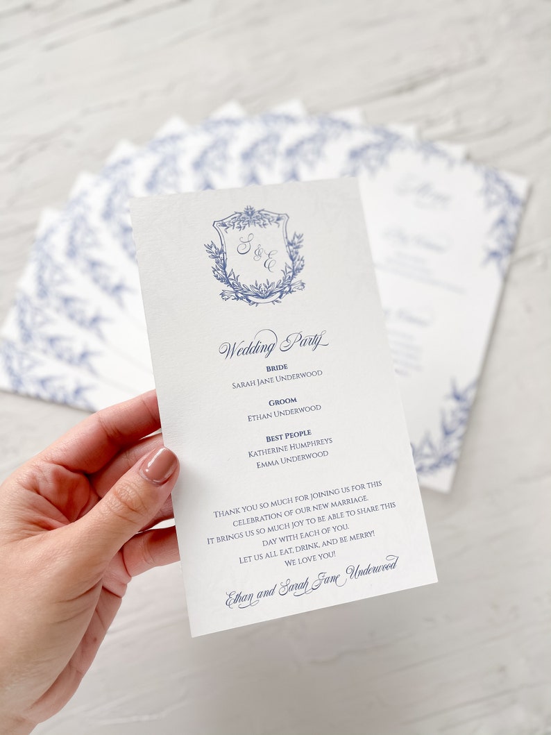 Classic Blue Wedding Menus Classic Wedding Menus Blue - Etsy