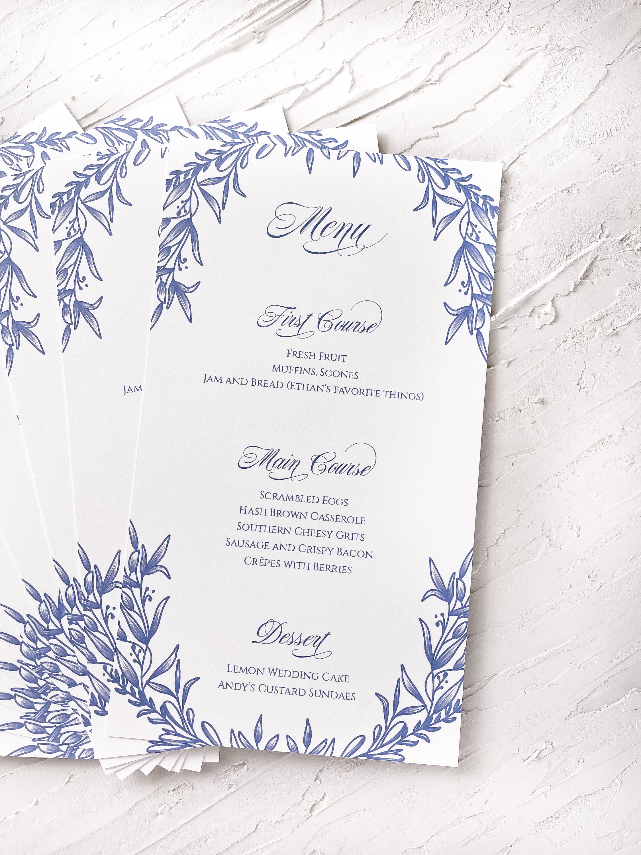 Classic Blue Wedding Menus / Classic Wedding Menus / Blue | Etsy