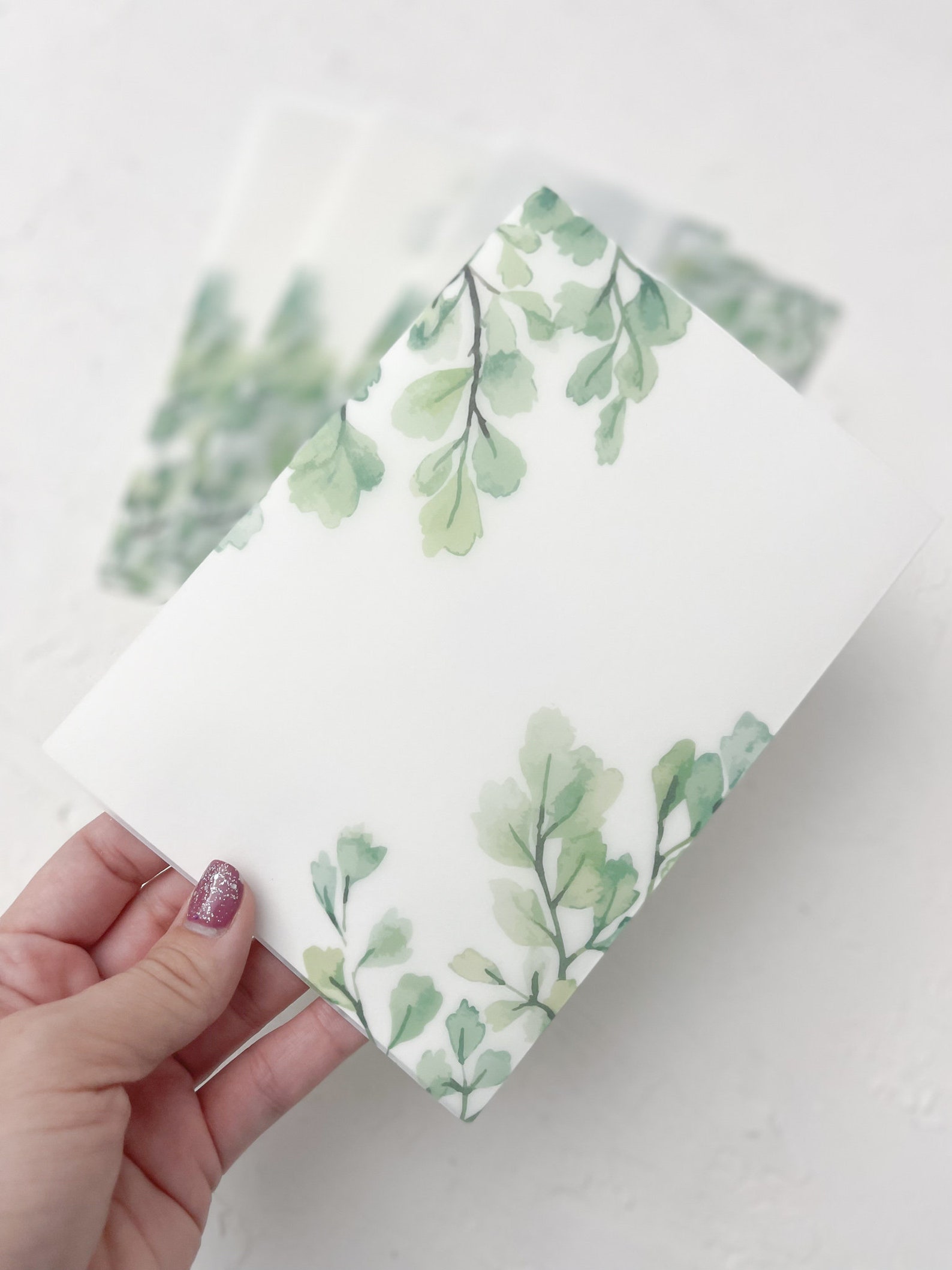 Greenery Vellum Wrap for Invitations, Vellum Jacket for Invitations ...