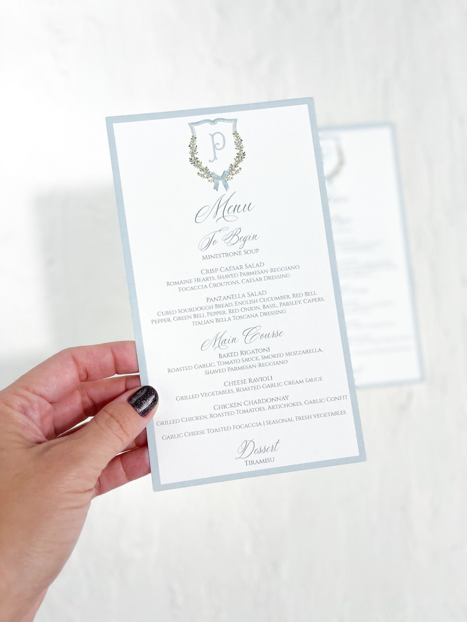 Crest Menu Monogram Menu Watercolor Menu Classic Menu Baby - Etsy