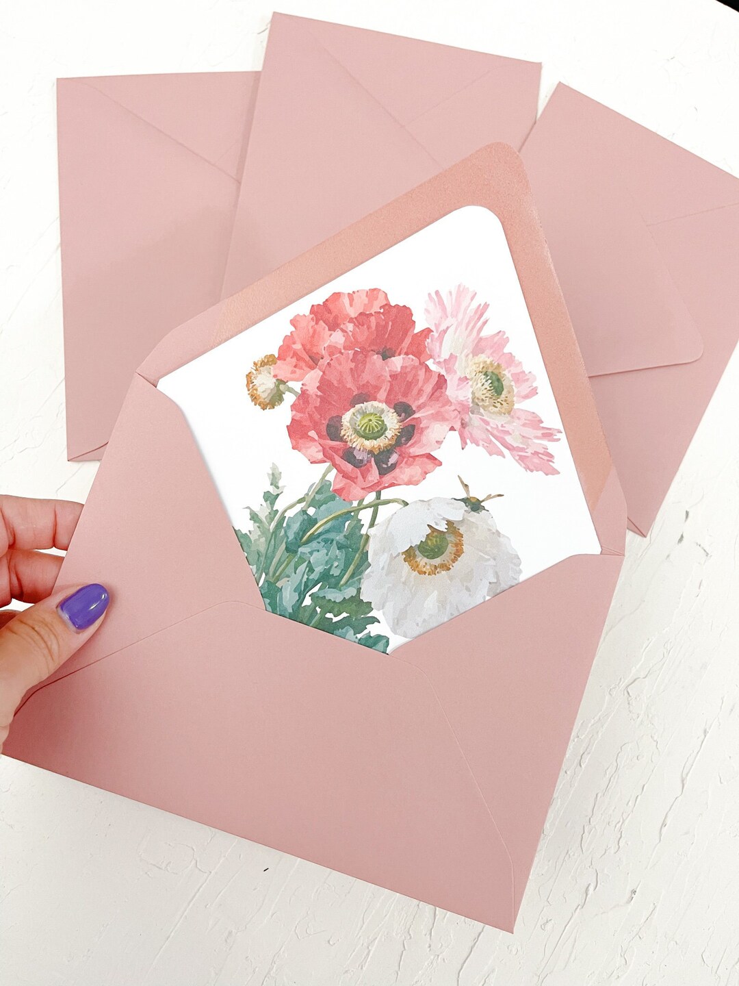 Printable Envelope Liner for A7 Envelope Red and Pink Watercolor ...