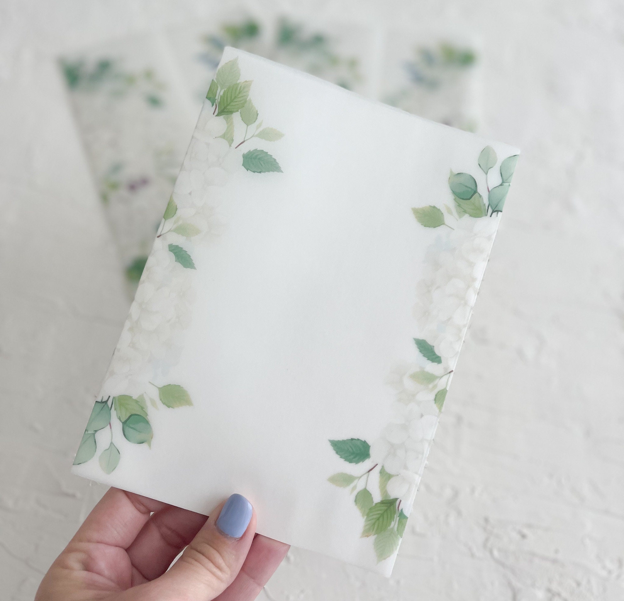 Hydrangea Vellum Wrap Vellum Jacket for Invitations Wedding - Etsy