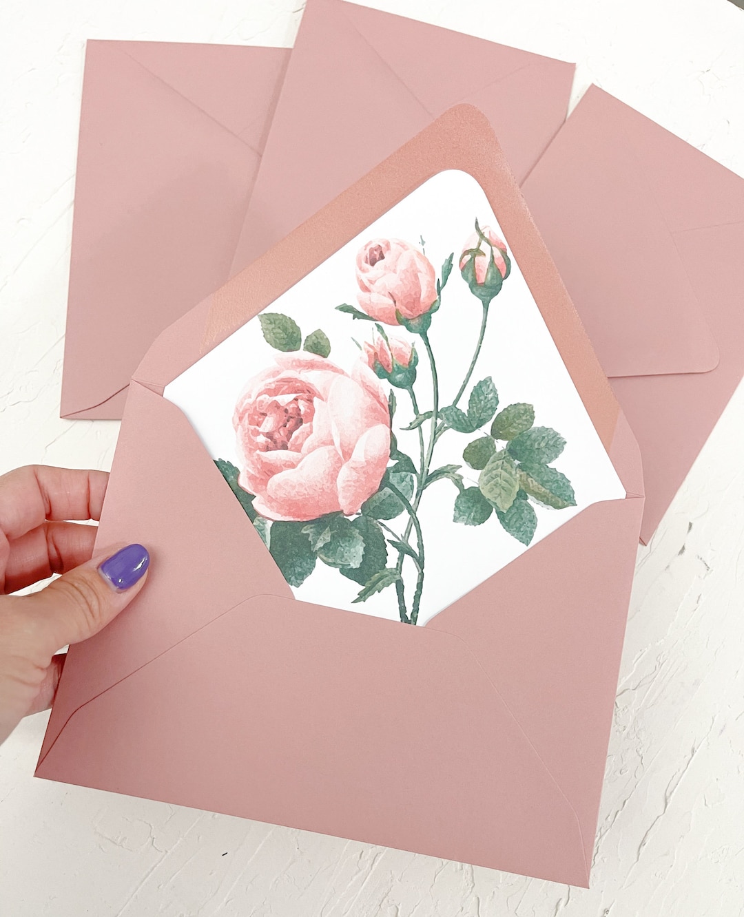Printable Envelope Liner, Floral Envelope Liner, Euro Flap A7 Envelope ...