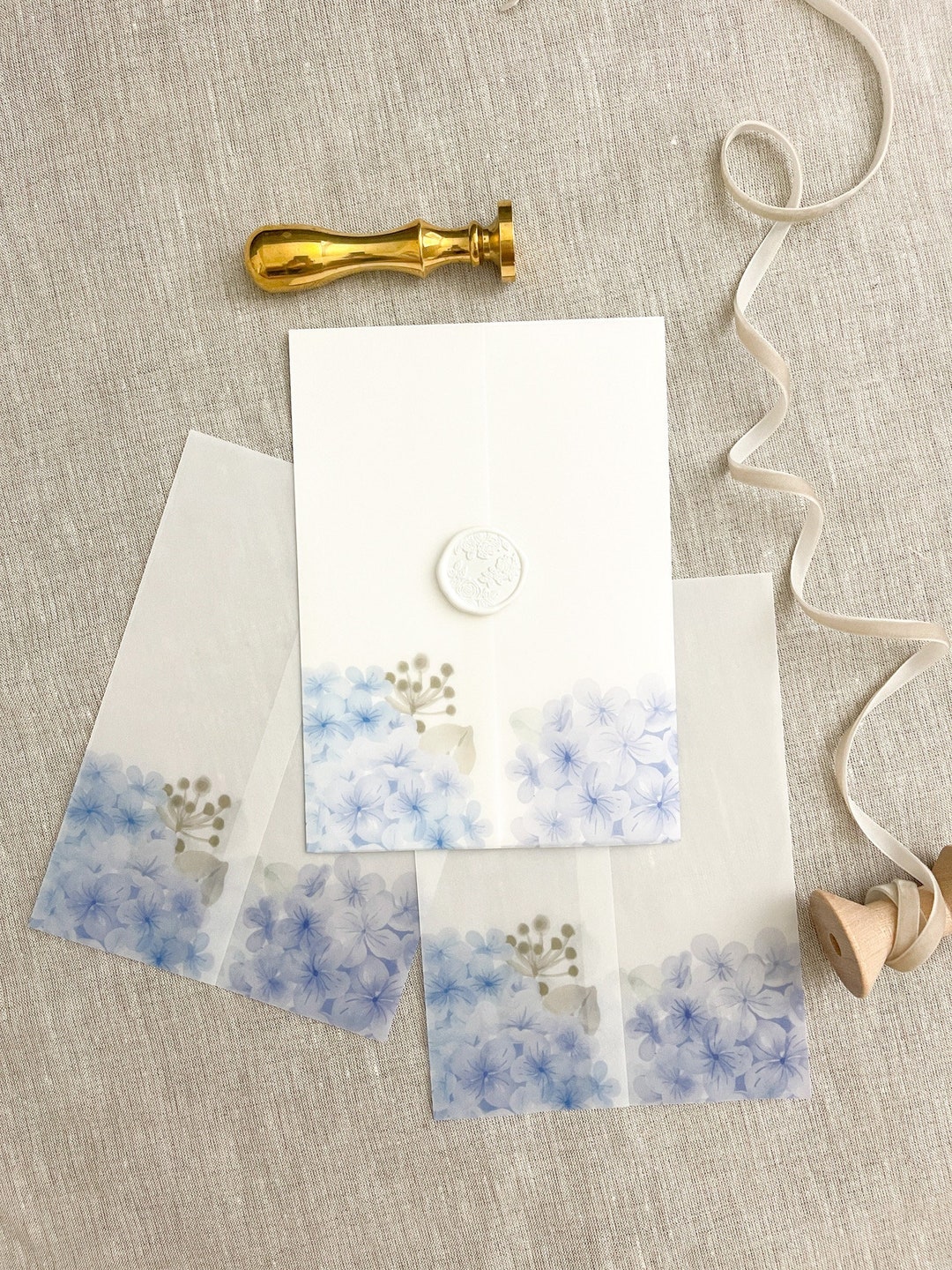 Hydrangeas Vellum Wraps for Invitation, Vellum Jacket, Wedding ...