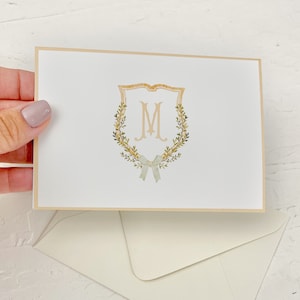 Initial Crest Folded Card, Thank You Card for Baby Shower, Initial ...