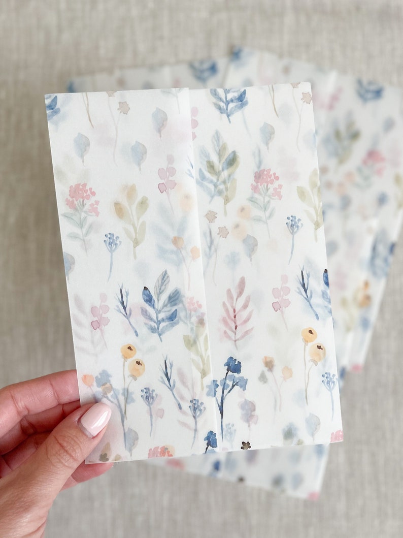 Watercolor Floral Pattern Vellum Wrap for Invitations, Vellum ...