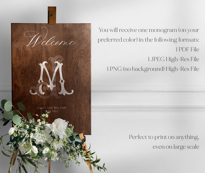 Custom Monogram Digital Download, Interlocking Monogram, Wedding ...