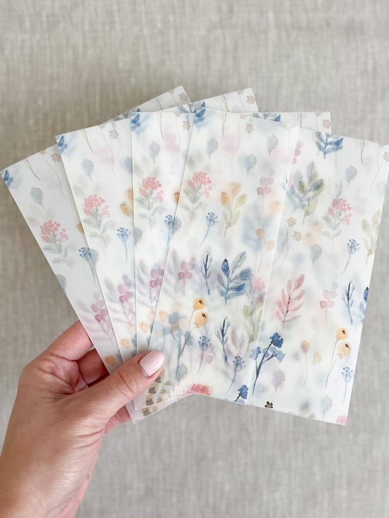 Watercolor Floral Pattern Vellum Wrap for Invitations, Vellum ...