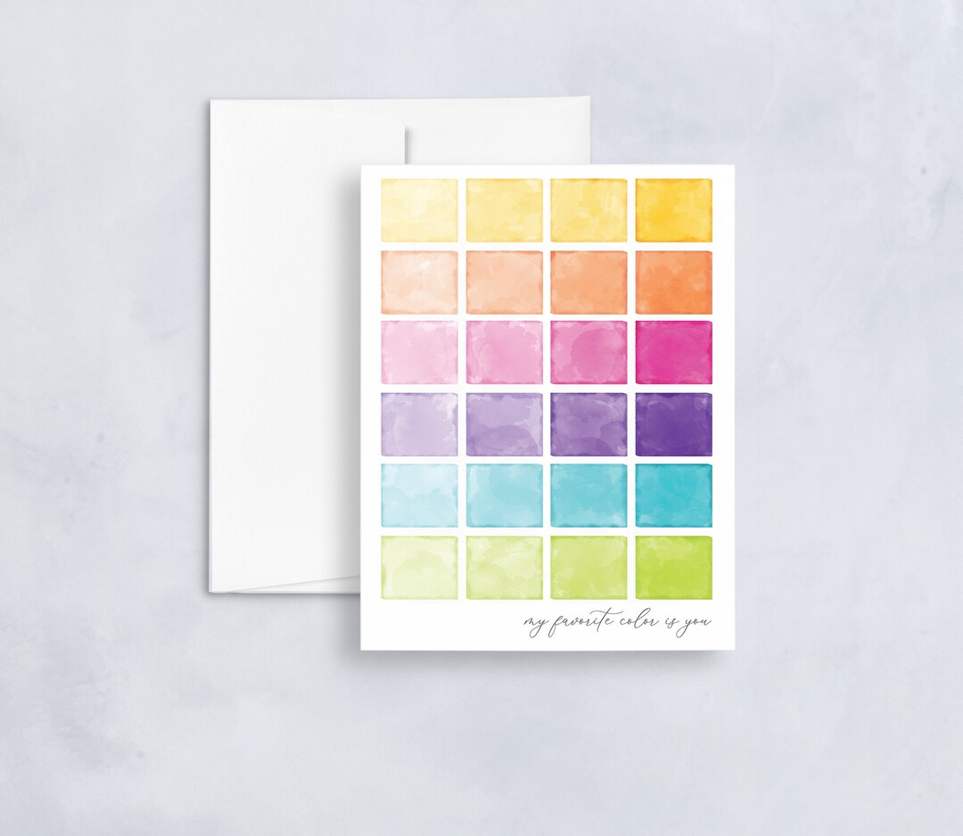 Valentine's Day Card, My Favorite Color Card, Love Card, Card for ...