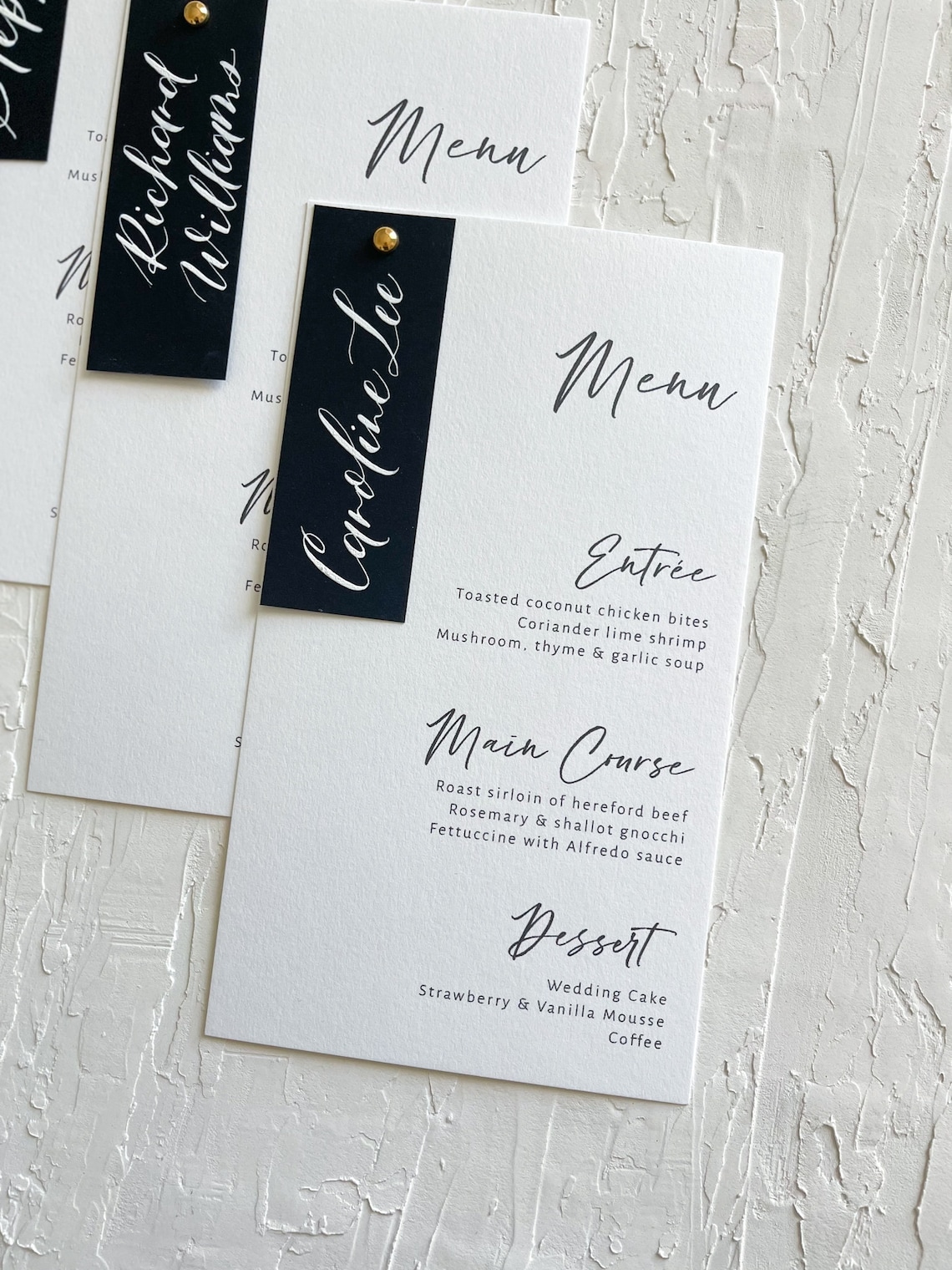 Modern Menu With Name Tag Modern Wedding Wedding Menu Place - Etsy