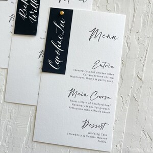 Modern Menu With Name Tag, Modern Wedding, Wedding Menu Place Card ...