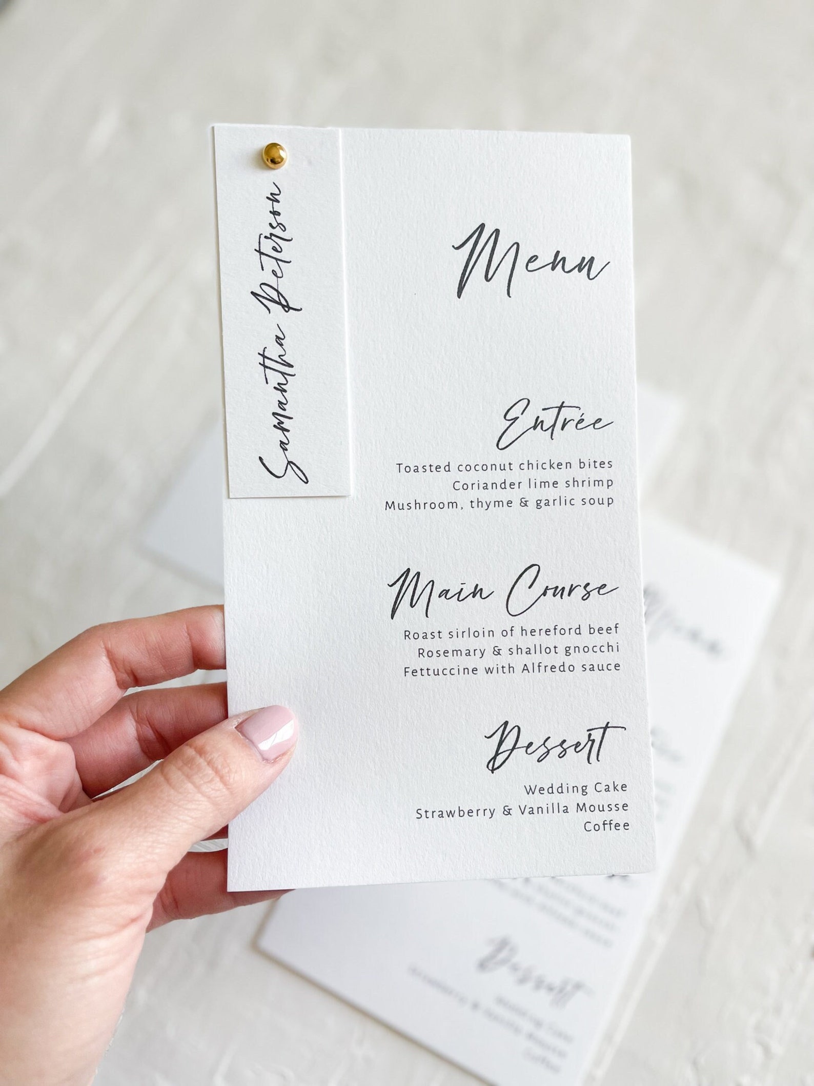 Modern Menu With Name Tag Modern Wedding Wedding Menu Place - Etsy